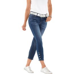 CR&Eacute;ATION L Damen 7/8-Jeans mit Schlitz am Saum blue-stone-washed Gr&ouml;&szlig;e 22