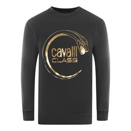 Cavalli Class Piercing-Schlangenlogo Schwarzes Sweatshirt