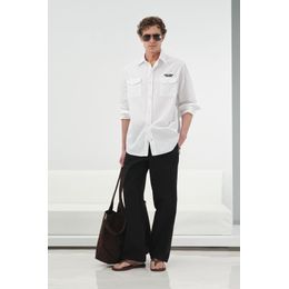 L&auml;ssiges Langarm-Casual-Shirt aus Baumwolle mit Tasche