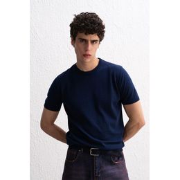 Einfarbiges Rundhals-Cotton T-Shirt