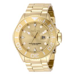 Invicta Grand Diver 48613 Herrenuhr - Quarzwerk - Edelstahl mit goldenem Zifferblatt - 52 mm
