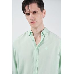 Herren Hemd mit regul&auml;rer Passform, Knopfkragen, unifarben aus Tencel