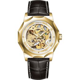 Invicta Objet D Art 69124 Herrenuhr - Automatikwerk - Edelstahl mit goldenem Zifferblatt - 42 mm