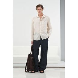 Unifarbene Popeline-Bluse mit Tasche