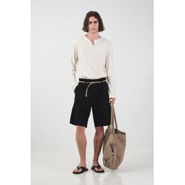 Hoch sitzende, lockere, taillierte Popelin-Shorts