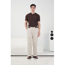 G&uuml;rtel-geregelte gerade Leinenhose