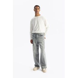 Weite Beinform Mid Waist Denim Jeans