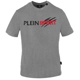 Plein Sport T-Shirt mit zerkratztem Logo in Grau