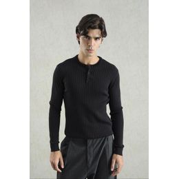 Slim Fit geripptes Rundhals-T-Shirt