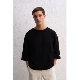 &Uuml;bergro&szlig;es Rundhals-Cotton-T-Shirt