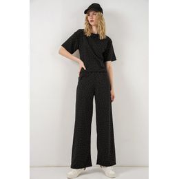 Punkte-Muster Bedrucktes Rundhals-T-Shirt