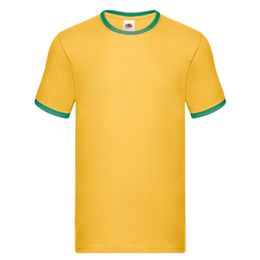 Fruit of the Loom - "Ringer" T-Shirt f&uuml;r Herren/Damen Unisex (Sonnenblume/Irisches Gr&uuml;n)