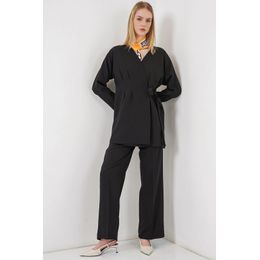 Langes G&uuml;rteltuch V-Ausschnitt Jacket