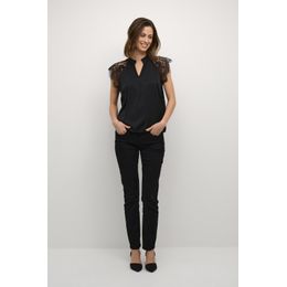 Cream Kurzarm-Bluse Straight fit black