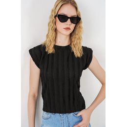 Strukturiertes Ripp-Pullover-Bluse