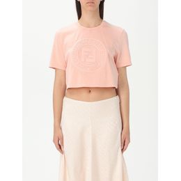 Fendi Kurz geschnittenes T-Shirt mit gesticktem Logo