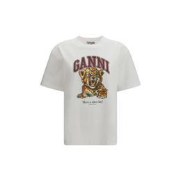 Ganni Wei&szlig;es Baumwoll-T-Shirt