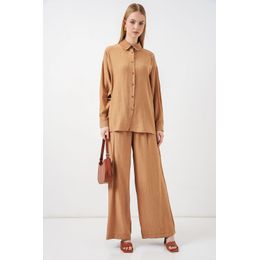 Strukturiertes Button-Down Langarmhemd