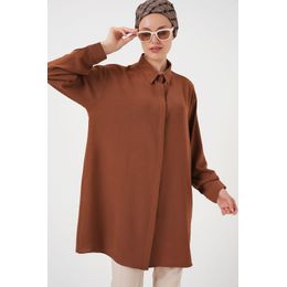 Oversized Langarm-Bluse mit Knopfleiste und Hemdkragen