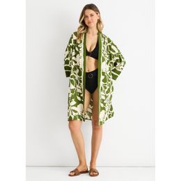 Schwarzer Sommerrand bedruckter Strand Kimono