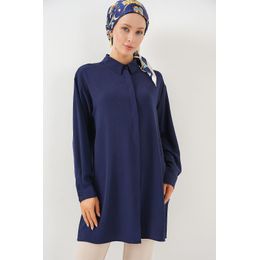 Oversized Langarm-Bluse mit Knopfleiste und Hemdkragen