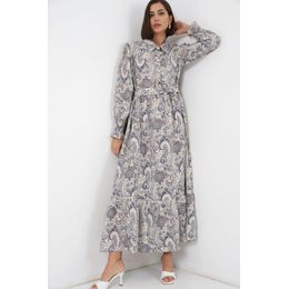 Paisley G&uuml;rtelt-Kleid Midi-Shirt