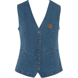 Damen Jeansweste in verk&uuml;rzter Form blue-bleached, Gr&ouml;&szlig;e 38