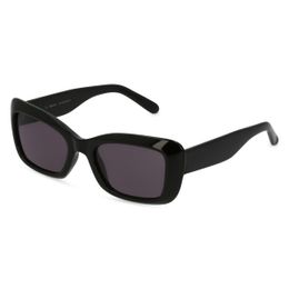 Fielmann OU 018 SUN FA | Damen-Sonnenbrille | Fassung: Vollrand, Quadratisch, Propionat, Schwarz Gl&auml;nzend | Glasfarbe: Grau
