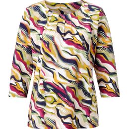 CR&Eacute;ATION L Damen 3/4-Arm-Shirt mit Faltenpartie malve-ecru-bedruckt Gr&ouml;&szlig;e 40