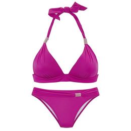 Lascana Set: Triangel-Bikini pink Gr. 40 Cup C. Mit Zierperlen. Ohne B&uuml;gel