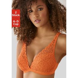 Petite Fleur Bralette-BH orange+schwarz Gr. 70A. Ohne B&uuml;gel