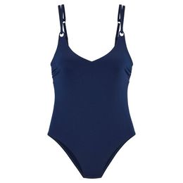 s.Oliver Badeanzug 'Beverly' blau Gr. 40 Cup D. Mit Zierperlen, Zierringe, Zierg&uuml;rtel. Ohne B&uuml;gel Und Ohne St&auml;bchen. Nachhaltig.