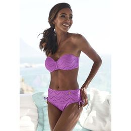 Lascana B&uuml;gel-Bandeau-Bikini-Top 'Omara' lila Gr. 34 Cup B. Mit Stickereien. Mit B&uuml;gel Und Mit Seitlichen St&auml;bchen. Nachhaltig.