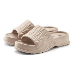 French Connection Set: Badepantolette 'Badeschlappe, Badelatsche, Mule, Sandale, offener Schuh, Sommerschuhe' beige Gr. 42 f&uuml;r Damen