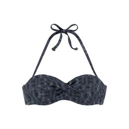 ELBSAND B&uuml;gel-Bandeau-Bikini-Top 'Letra' schwarz Gr. 38 Cup D. Mit Seitlichen St&auml;bchen Und Mit B&uuml;gel. Nachhaltig.
