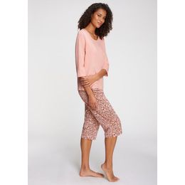 Vivance Dreams Capri-Pyjama mehrfarbig Gr. 36/38 f&uuml;r Damen. Rundhals und Allover-Druck. Basic. Nachhaltig.