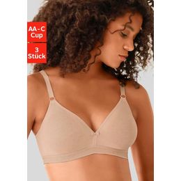 Petite Fleur Bralette-BH 1xtoffee+1xschwarz+1xwei&szlig; Gr. 70AA. Ohne B&uuml;gel. Nachhaltig.