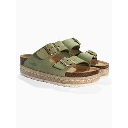 BACKSUN Leder-Pantoletten "Vada" in Khaki - 52% | Gr&ouml;&szlig;e 38 | Damen-pantoletten