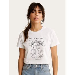 WOOOP Shirt "Picasso War & Peace" in Wei&szlig; - 48% | Gr&ouml;&szlig;e S | Damen-tops