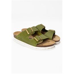 BACKSUN Leder-Pantoletten "Bali" in Khaki - 62% | Gr&ouml;&szlig;e 36 | Damen-pantoletten