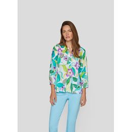 Rabe Bluse in Wei&szlig;/ T&uuml;rkis - 63% | Gr&ouml;&szlig;e 44 | Damen-blusen