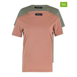 Trendyol 2er-Set: Shirts in Altrosa/ Oliv - 55% | Gr&ouml;&szlig;e S | Damen-tops