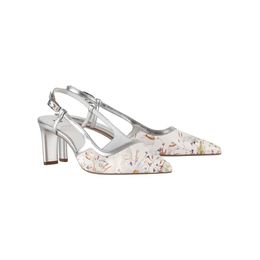 H&ouml;gl H&ouml;gl Leder-Slingpumps in Wei&szlig;/ Silber - 49% | Gr&ouml;&szlig;e 40 | Pumps