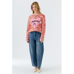 Oui Pullover in Rot/ Wei&szlig;/ Rosa - 71% | Gr&ouml;&szlig;e 40 | Damen-pullover-cardigans