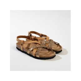 BACKSUN Sandalen "Veracruz" in Hellbraun/ Gold - 55% | Gr&ouml;&szlig;e 40 | Damen-sandalen