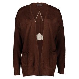 miss goodlife Cardigan "Star" in Dunkelbraun/ Creme - 85% | Gr&ouml;&szlig;e XS | Damen-pullover-cardigans