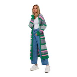 made of emotion Longcardigan in Gr&uuml;n/ Pink - 51% | Damen-pullover-cardigans