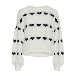 Pieces Pullover in Wei&szlig;/ Schwarz - 47% | Gr&ouml;&szlig;e L | Damen-pullover-cardigans