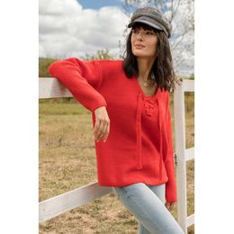 Milan Kiss Pullover in Koralle - 72% | Gr&ouml;&szlig;e XL | Damen-pullover-cardigans