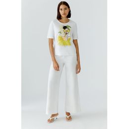Oui Shirt in Wei&szlig;/ Gelb - 41% | Gr&ouml;&szlig;e 36 | Damen-tops